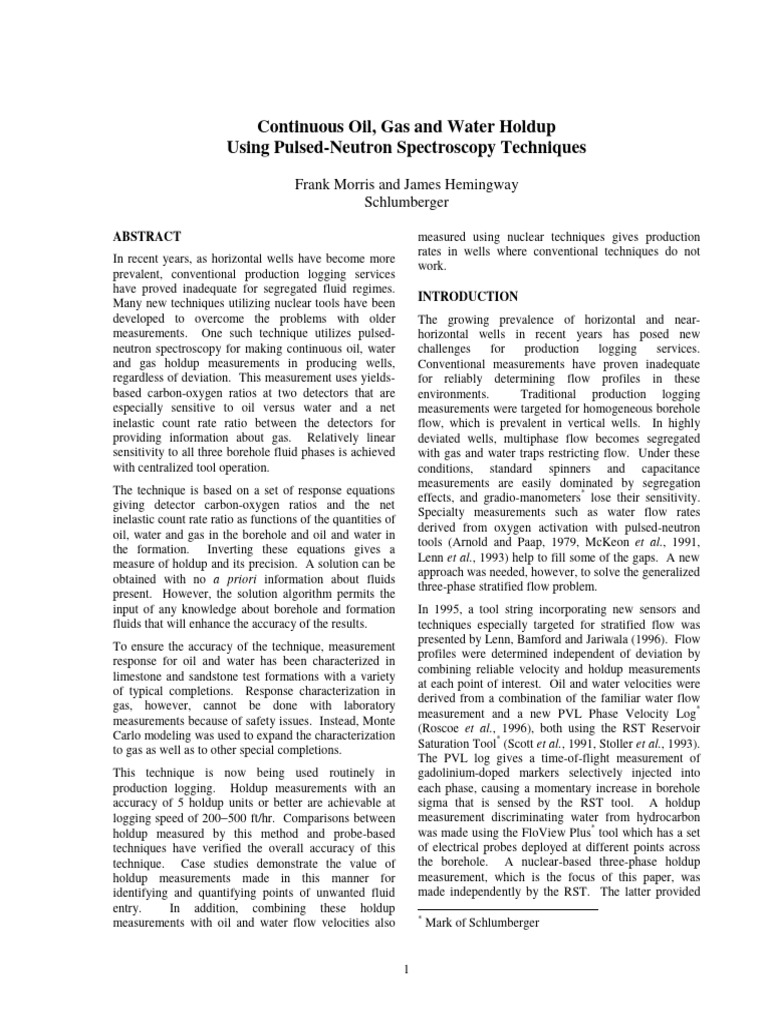 Contineous Oil, gAS AND wATER hOLDUP USING PULSED-NEUTRON SPECTROSCOPY ...