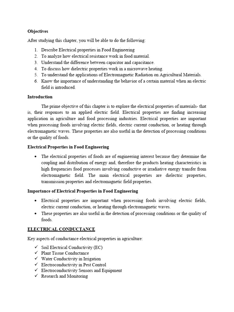 Electrical Properties in Food Engineering | PDF | Dielectric | Capacitor