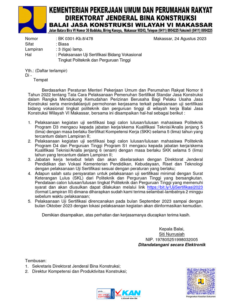 Draft Pelaksanaan Uji Sertifikasi SDM Vokasi Tingkat Politeknik Dan Perguruan Tinggi TTE | PDF ...