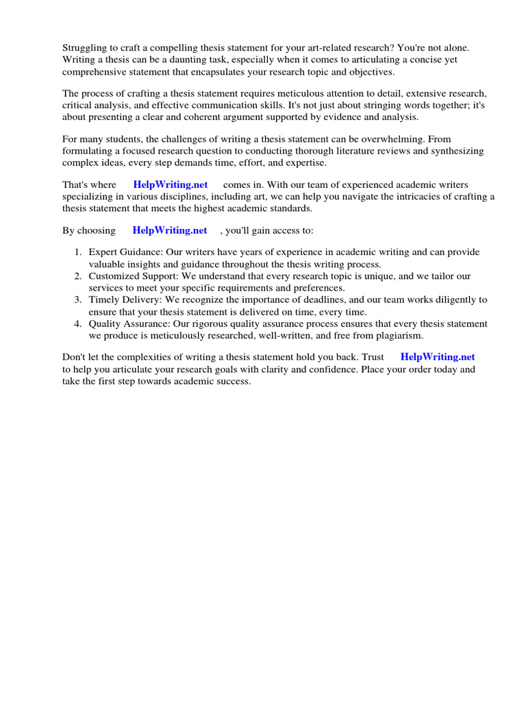 Thesis Statement Example Art | PDF | Essays | Thesis