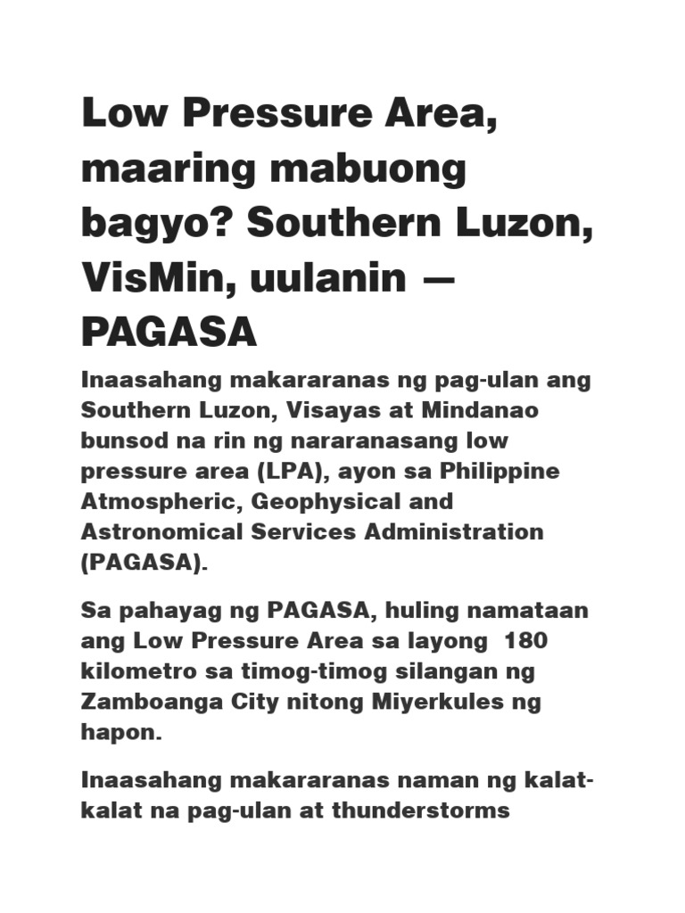 Low Pressure Area | PDF