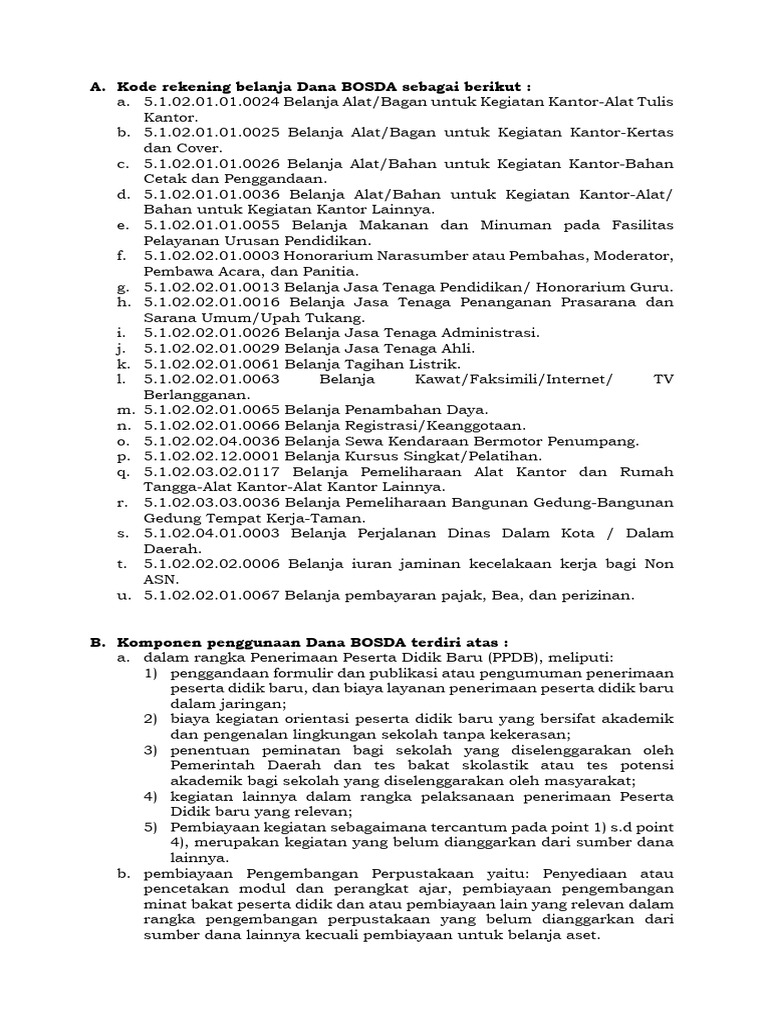 Lampiran Informasi Penting BOSP Dan BOSDA | PDF