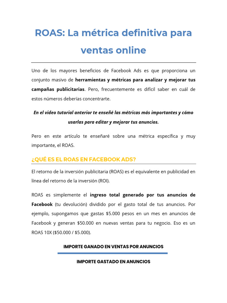 7.2. Roas | PDF | Facebook | Publicidad