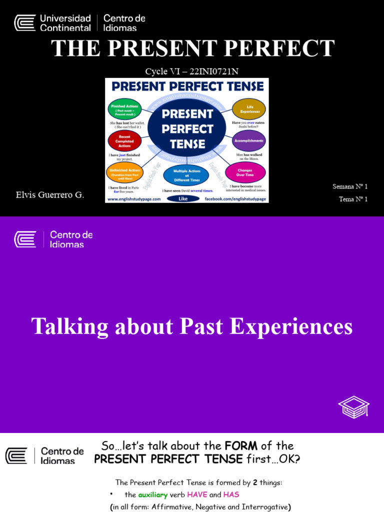 The Present Perfect | PDF | Perfect (Grammar) | Grammatical Tense