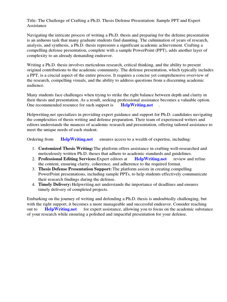 PHD Thesis Defence Presentation Sample | PDF | Thesis | Microsoft Power Point