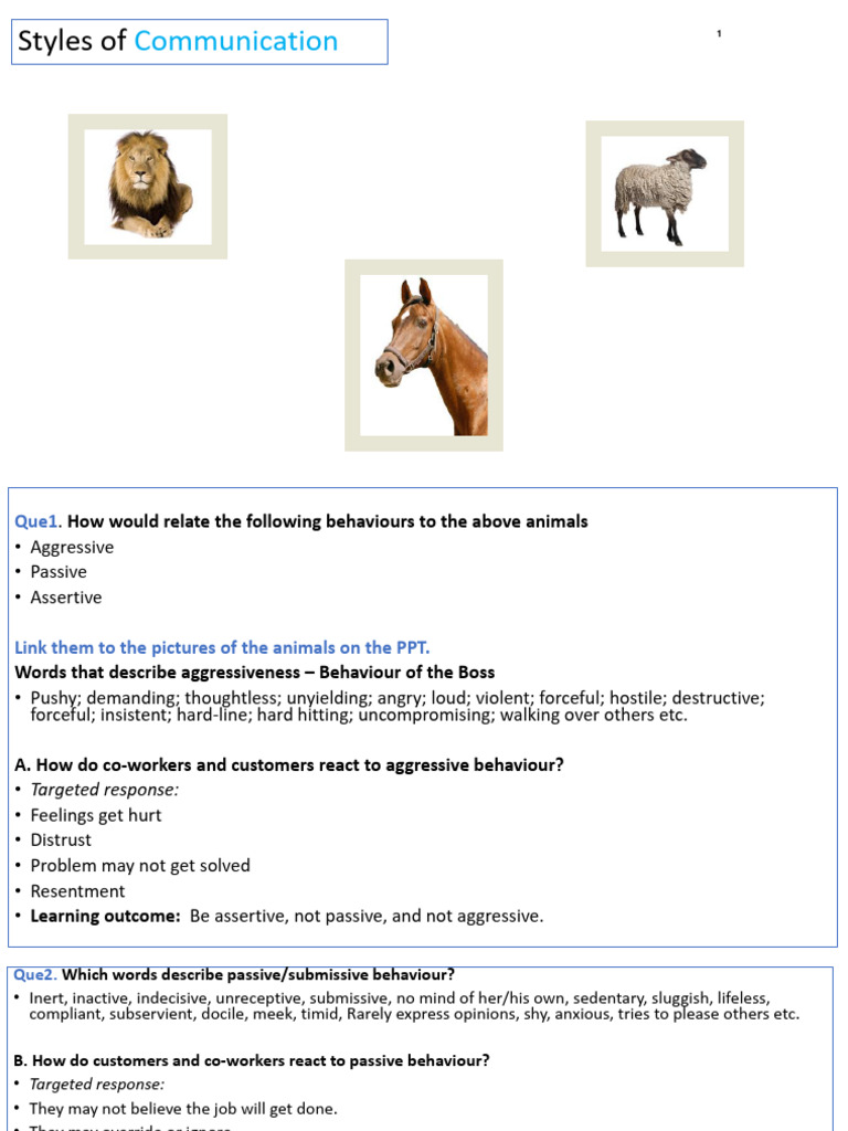 Styles of Communication | PDF | Anger | Communication