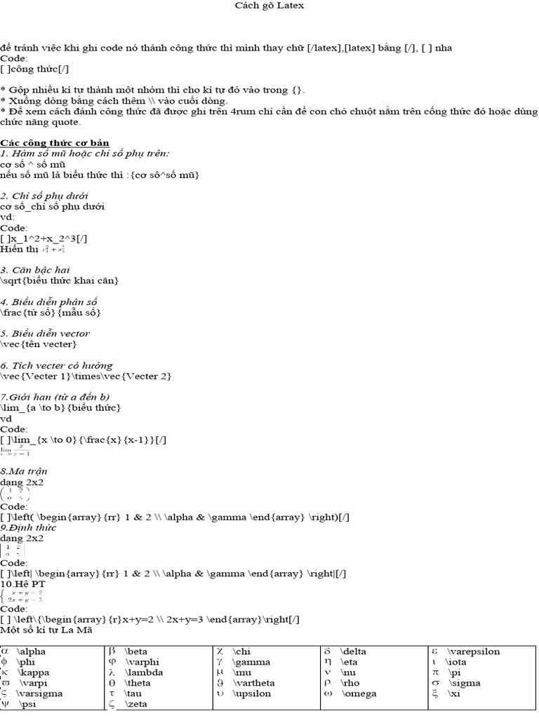 Cách Gõ Latex | PDF
