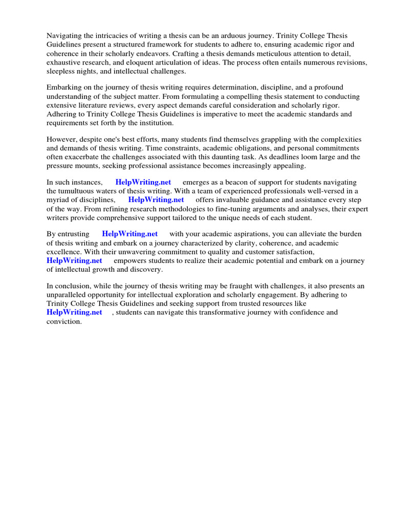 Trinity College Thesis Guidelines | PDF | Thesis | Doctor Of Philosophy