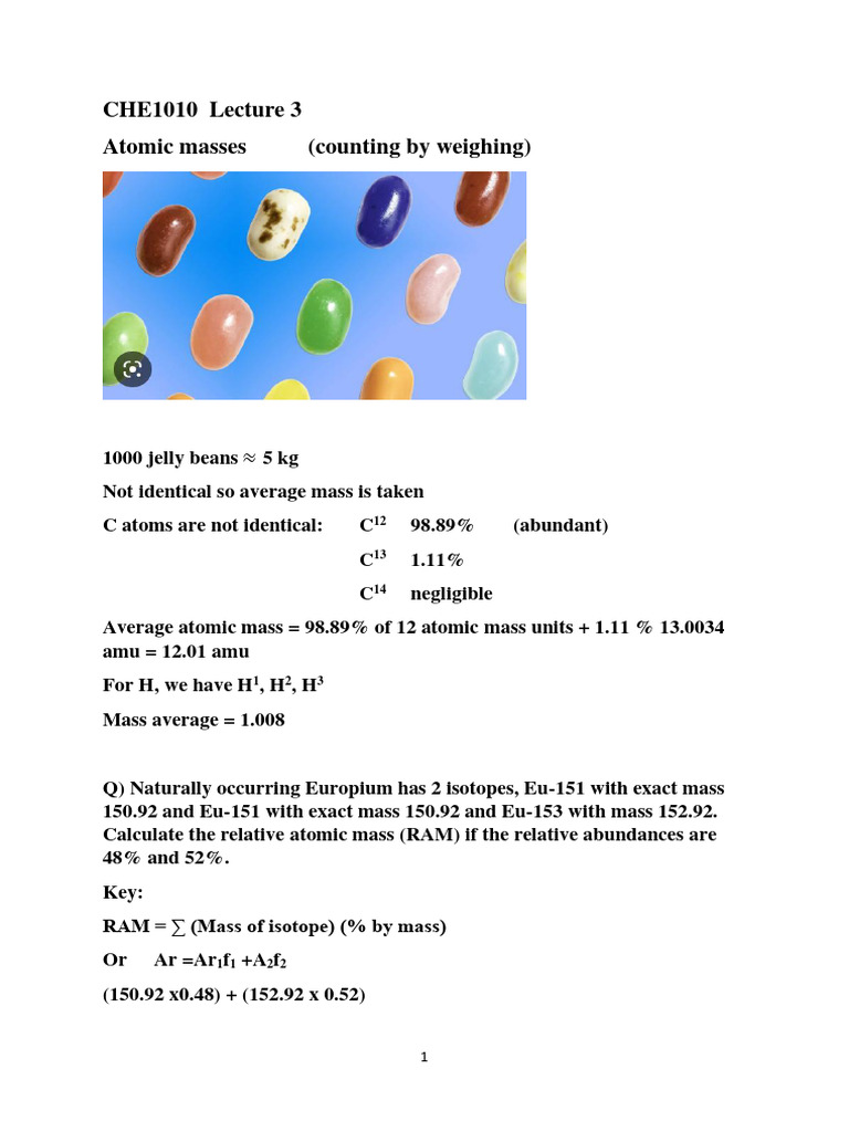 CHE1010 Lec 3&4 | PDF
