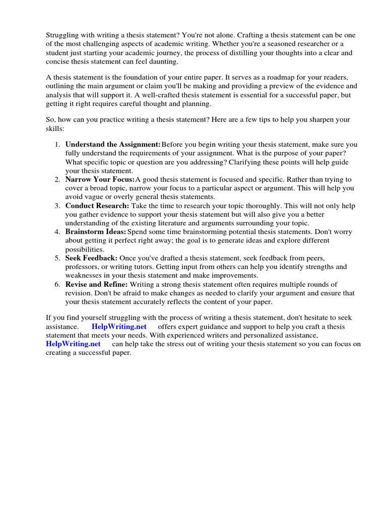 How To Practice Writing A Thesis Statement | PDF | Essays | Thesis