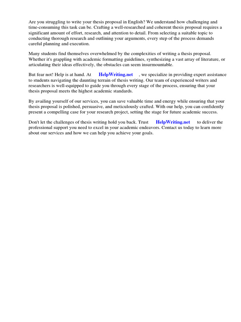 Sample Thesis Proposal in English | PDF | Thesis