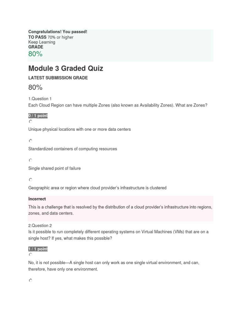 Week 3 Module 3 Graded Quiz | PDF | Virtual Machine | Operating System