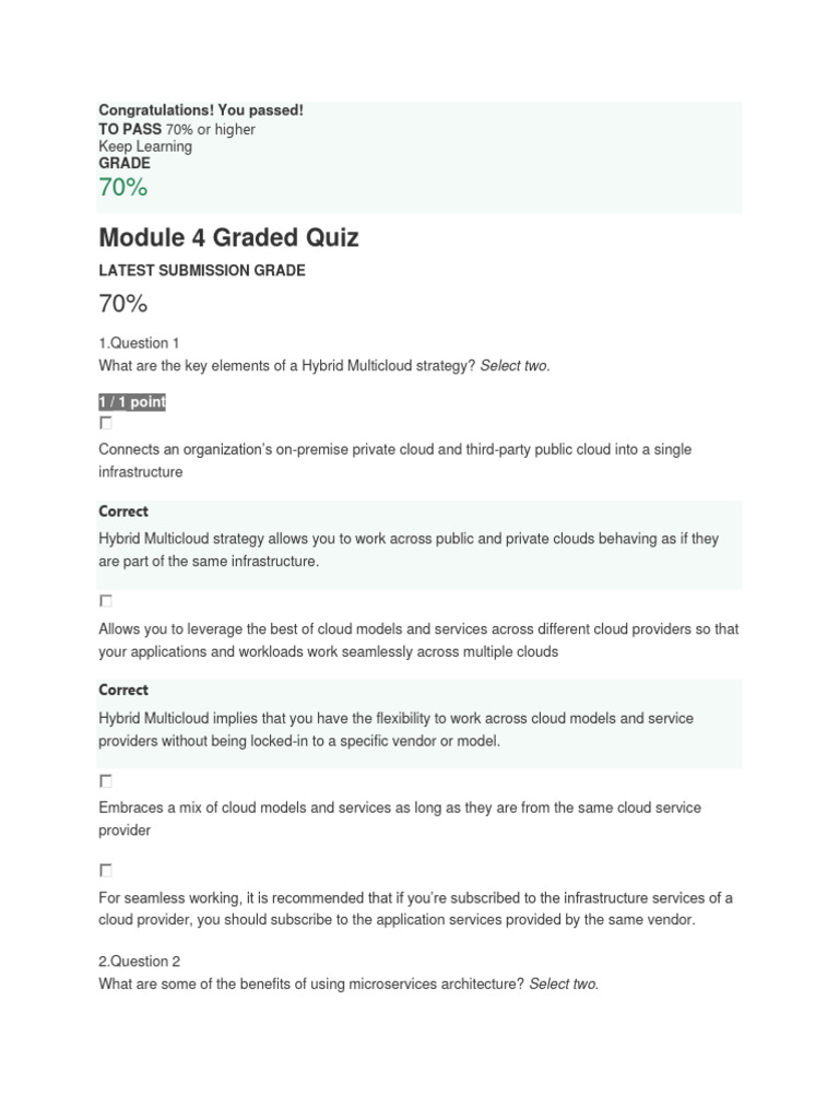 Week 4 Module 4 Graded Quiz | PDF | Cloud Computing | Computing