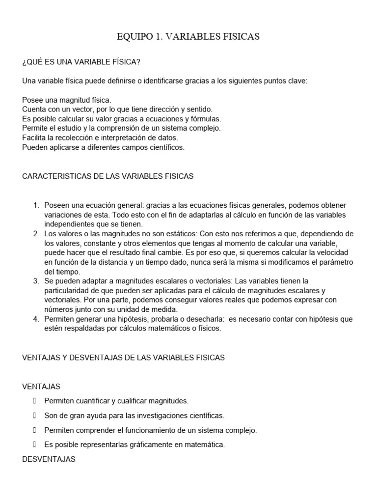 Variables Fisicas | PDF