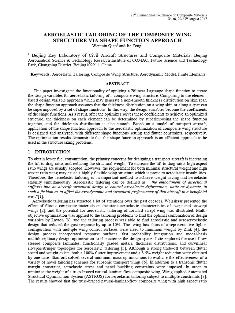 Aeroelastic Tailoring of The Composite Wing | PDF | Mathematical Optimization | Aircraft