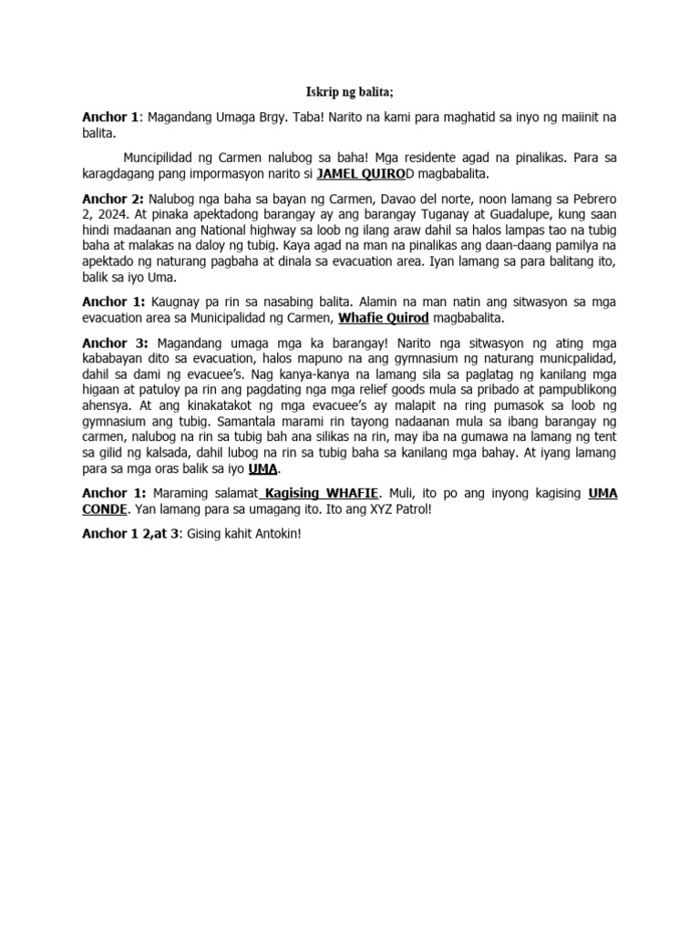 Iskrip NG Balita | PDF