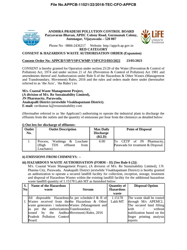 New CFO PHASE VI LANDFILL EXPANSION | PDF | Waste | Hazardous Waste