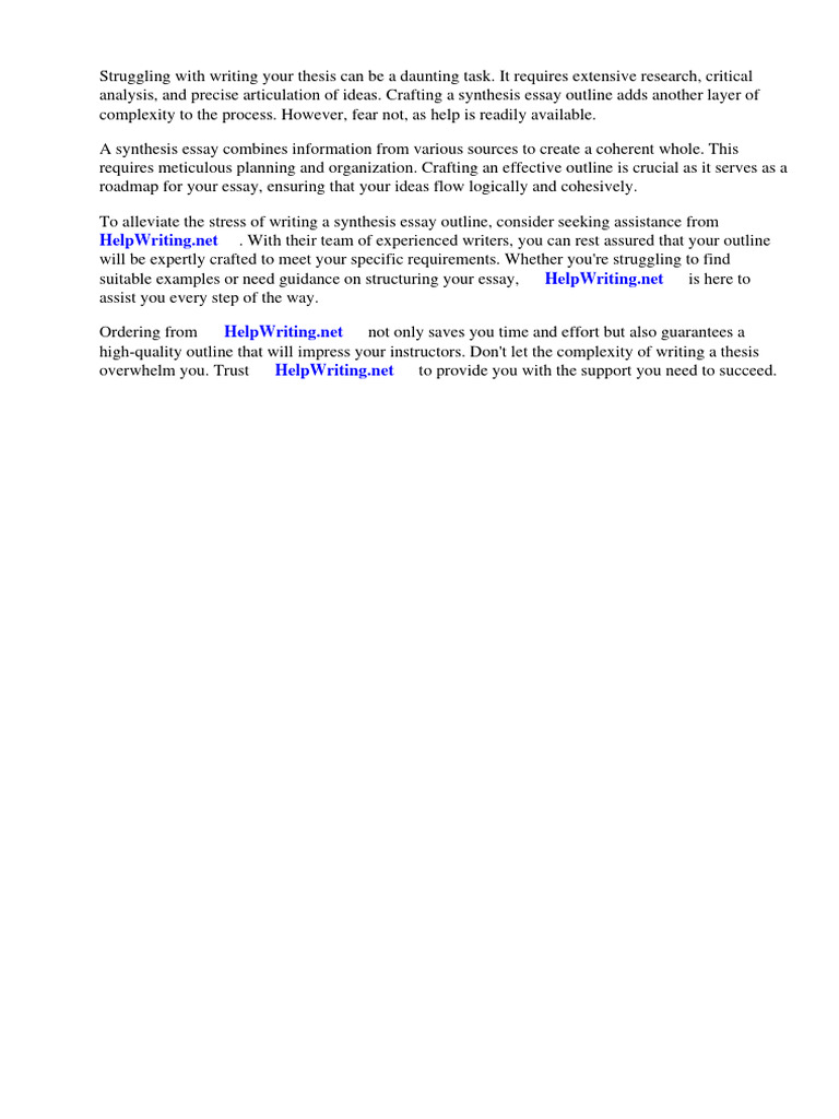 Synthesis Essay Outline Examples | PDF | Essays | Dialectic