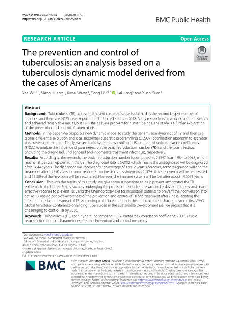 The Prevention and Control of Tuberculosis: An Analysis Based On A Tuberculosis Dynamic Model ...