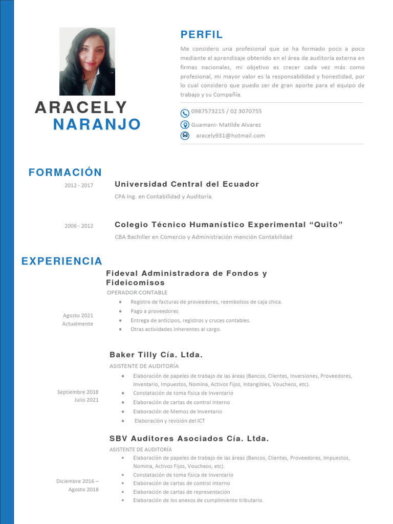 Curriculum Vitae - Aracely Naranjo | Descargar gratis PDF | Contabilidad | Auditoría