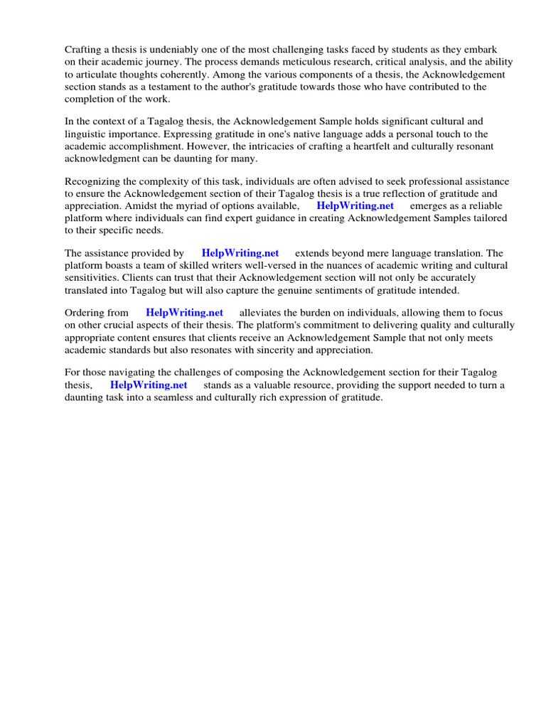Acknowledgement Sample For Thesis Tagalog | Download Free PDF | Thesis ...