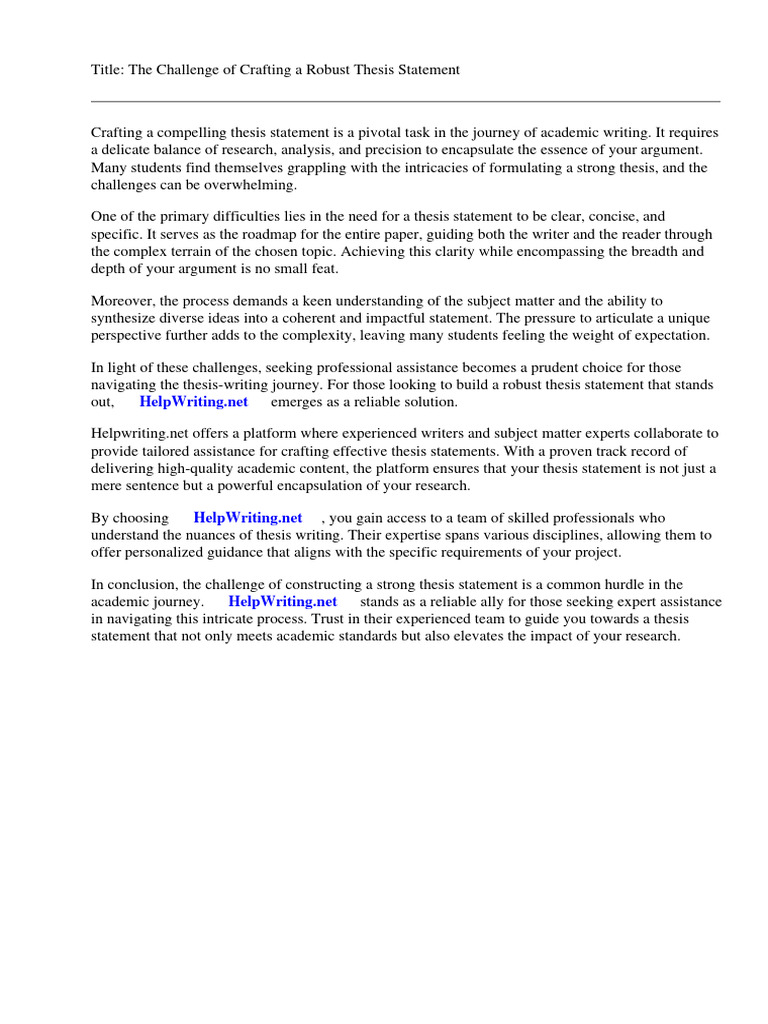 Build A Good Thesis Statement | PDF