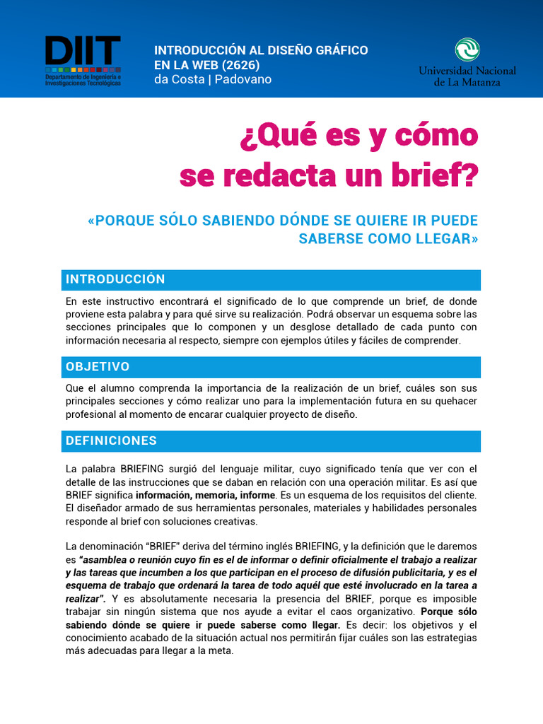 QUE ES Y COMO SE REDACTA UN BRIEF v6 | PDF | Producto (Negocio ...