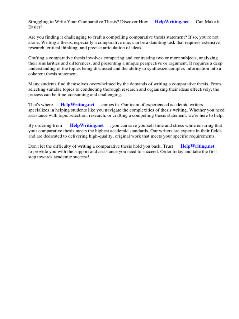 Example Comparative Thesis Statements | PDF | Essays | Thesis