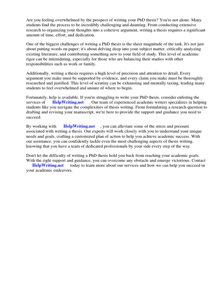 Is Writing a Phd Thesis Hard | PDF | Thesis | Doctor Of Philosophy