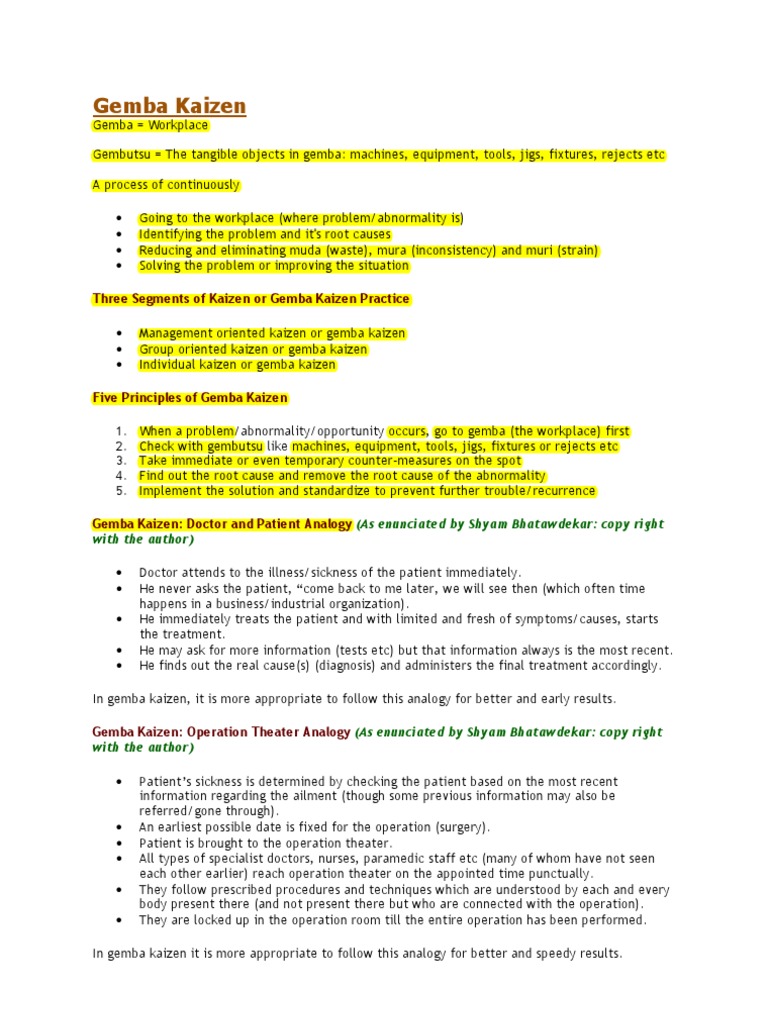 Kaizen Blitz and Gemba Kaizen Difference | PDF | Lean Manufacturing ...