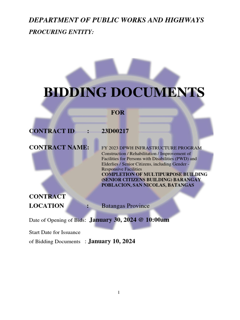 23D00217 Instruction To Bidders | PDF | Procurement | Specification ...