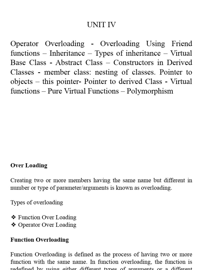 Unit Iv Cpp Pdf Pointer Computer Programming Class Computer Programming