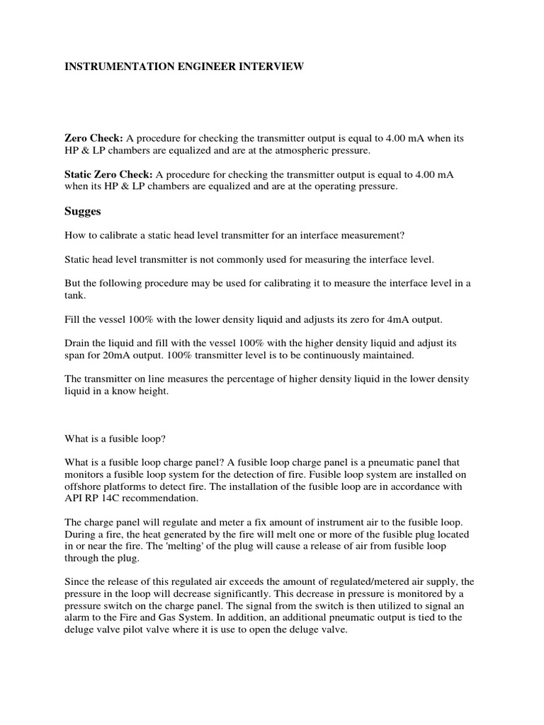 Instrumentation Interview Guide | PDF | Switch | Valve