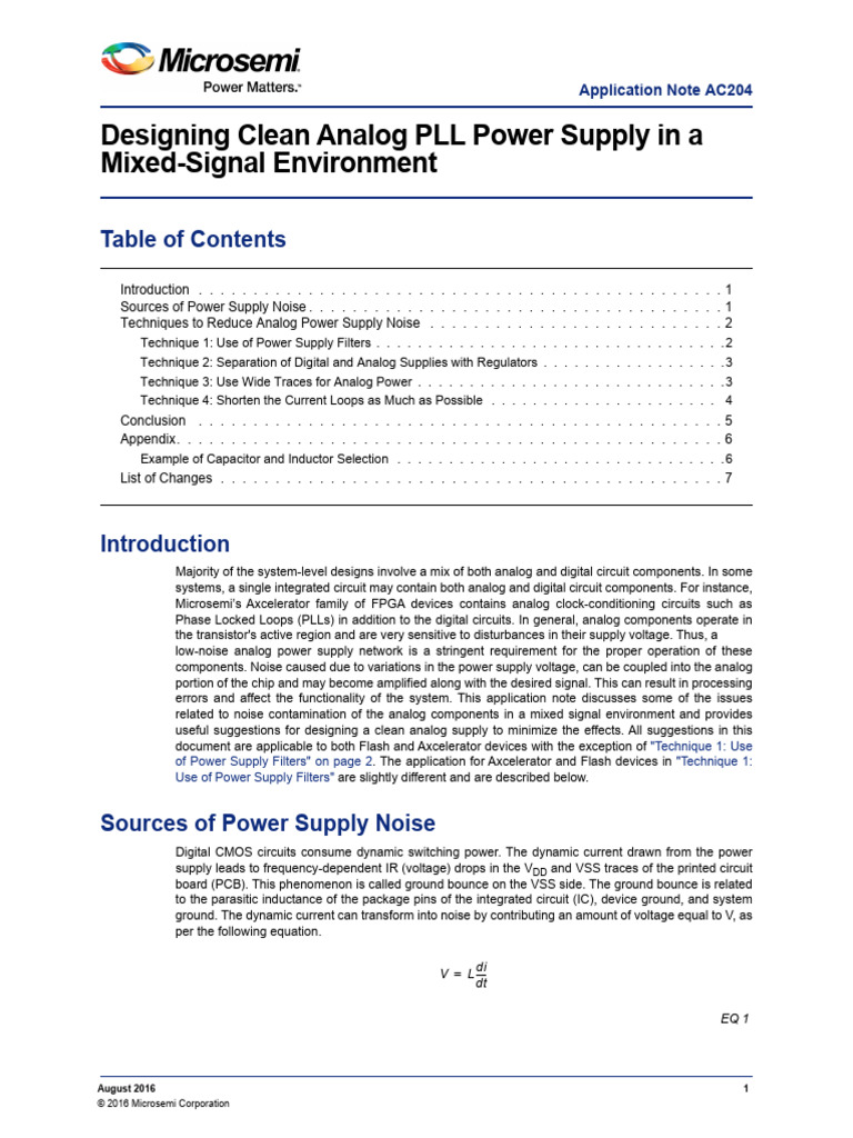 Microsemi Proasicplus Designing Clean Analog PLL Mixed Signal ... Microsemi Proasicplus Designing Clean Analog PLL Mixed Signal ...