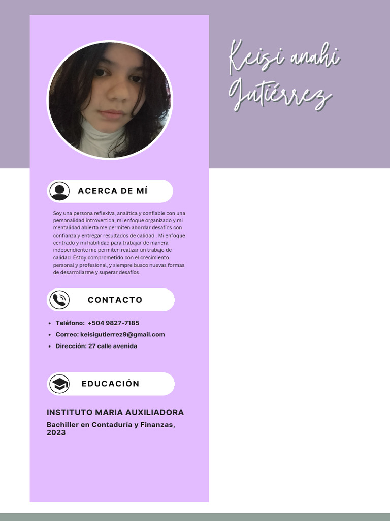 Curriculum Vitae Profesional de Mujer Con Foto Sencillo Verde y Rosa | PDF | Autosuperación ...