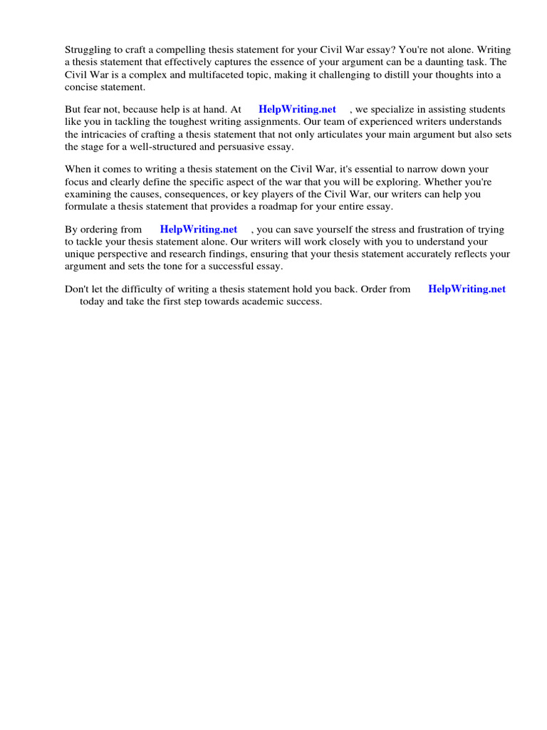 Examples of Civil War Thesis Statements | PDF | American Civil War ...