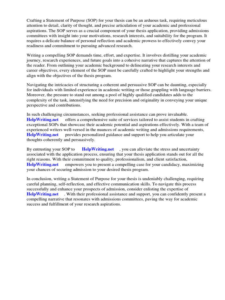 How To Write Statement of Purpose For Thesis | PDF | Essays | Thesis