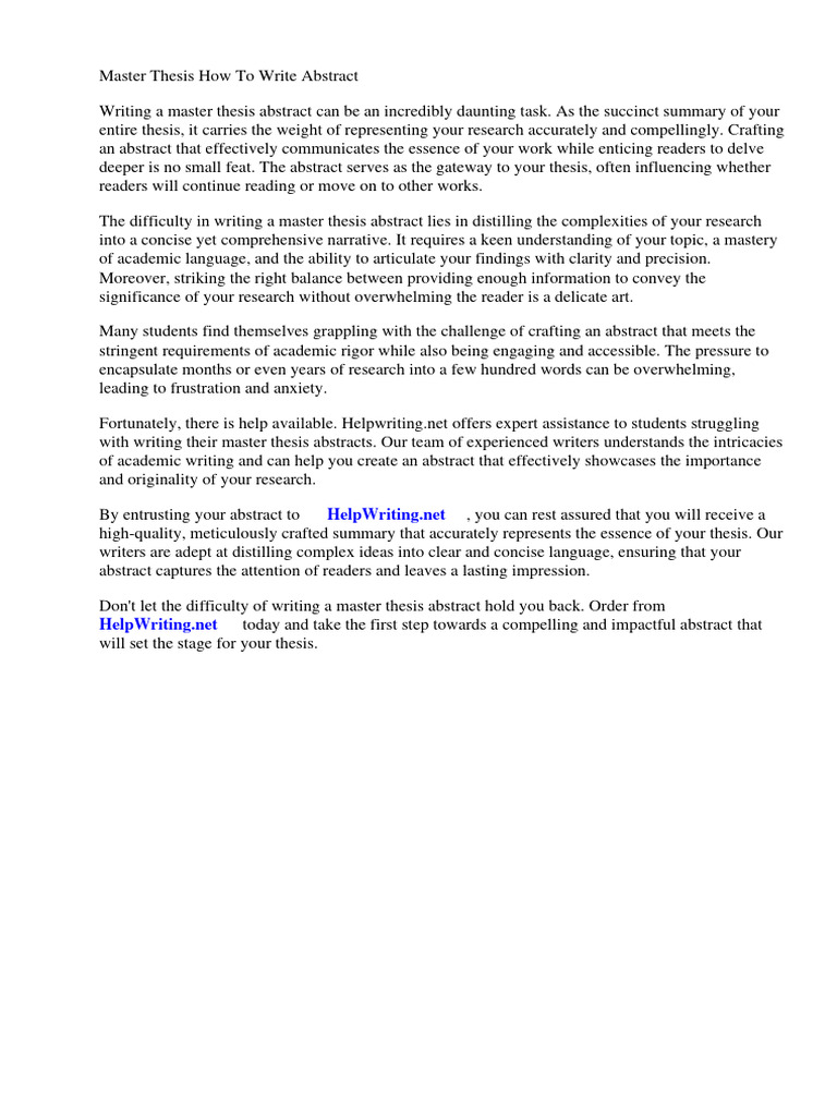 Master Thesis How to Write Abstract | PDF | Thesis | Abstract (Summary)