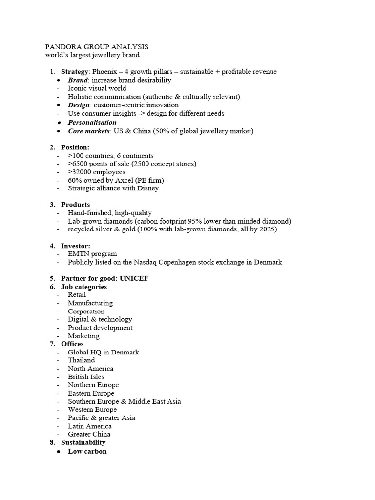 Pandora Group Analysis | PDF