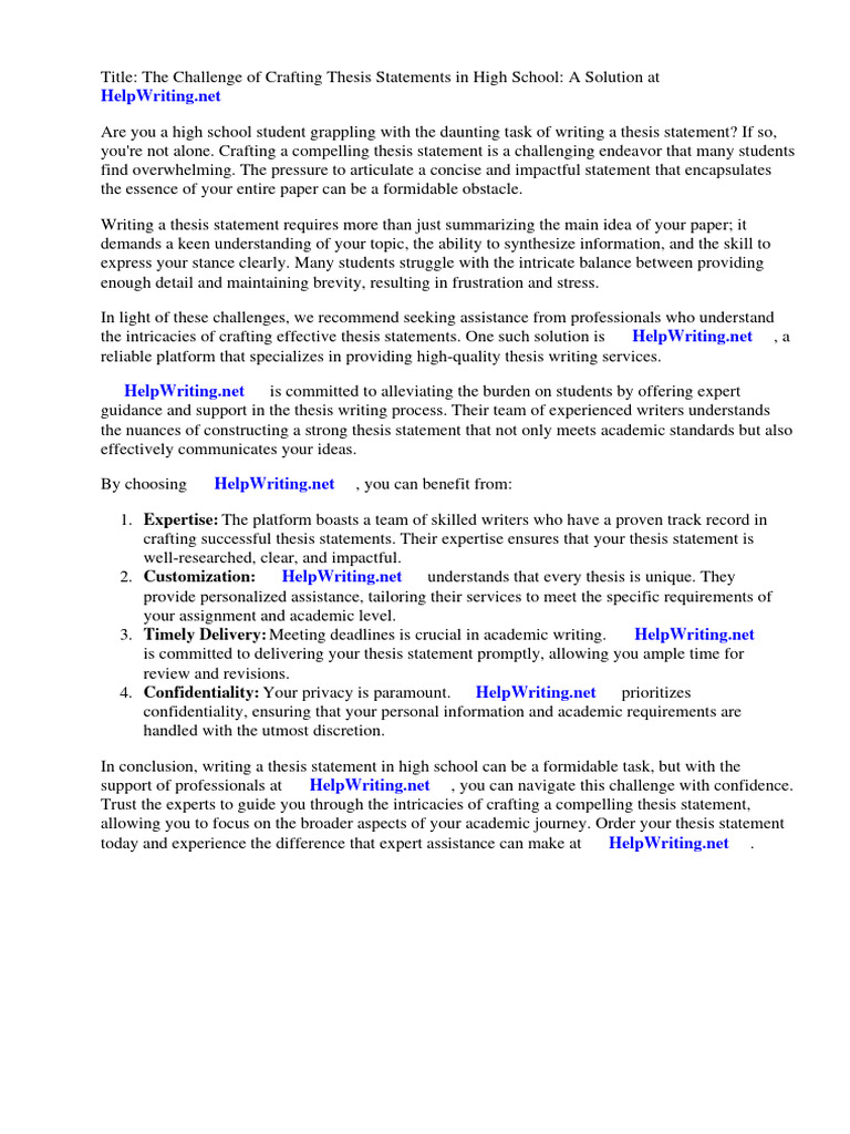 Writing Thesis Statements High School | PDF | Essays | Thesis