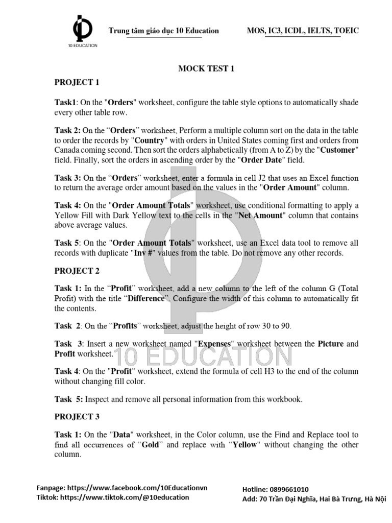 Mock Test 1 | PDF | Worksheet | Microsoft Excel