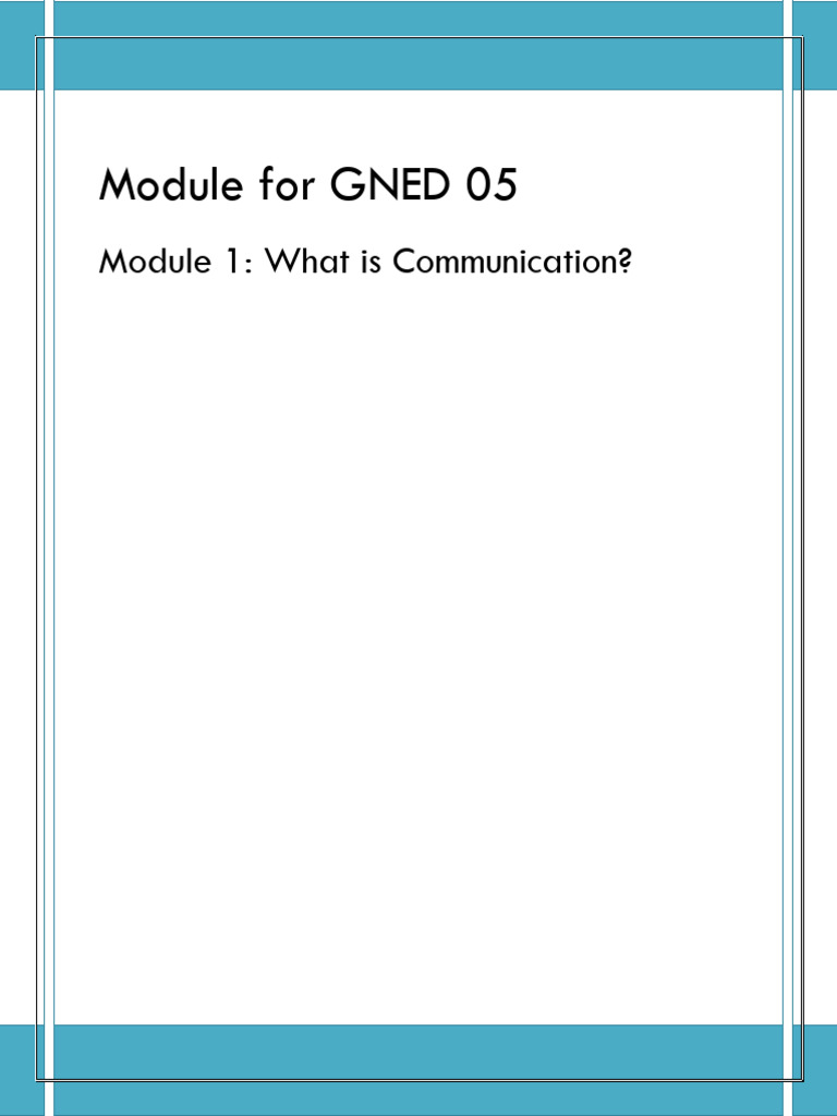 Module 1 Gned 05 | PDF | Communication | Nonverbal Communication