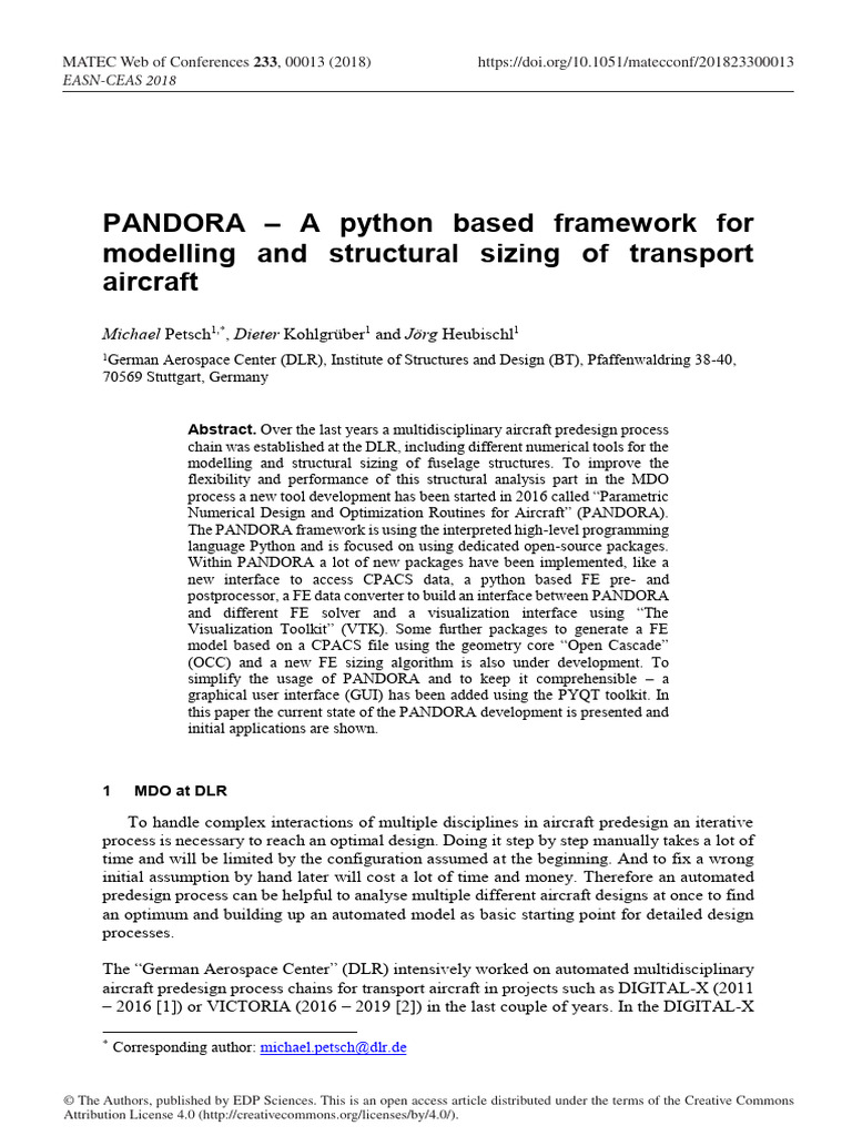 PANDORA - A Python Based Framework For Modelling A | PDF | Graphical User Interfaces | Computer ...