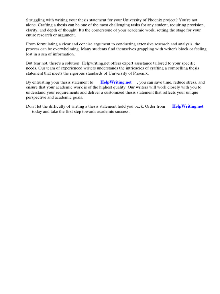 Thesis Statement University of Phoenix | PDF | Thesis | Essays