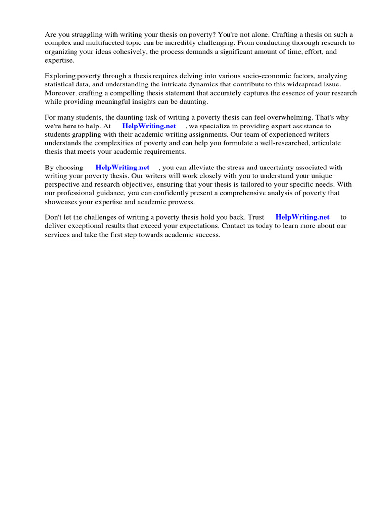 Poverty Thesis Examples | PDF | Poverty | Poverty & Homelessness