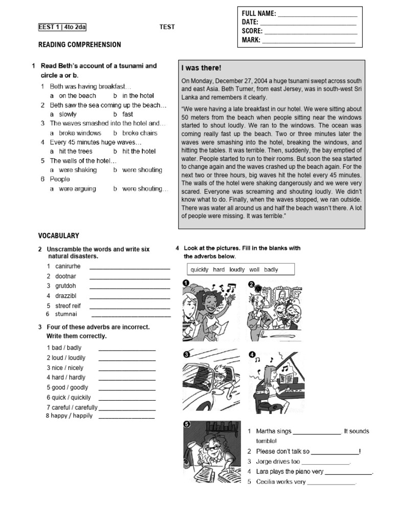 Test September Past Continuous and Simple Past - Adverbs | PDF