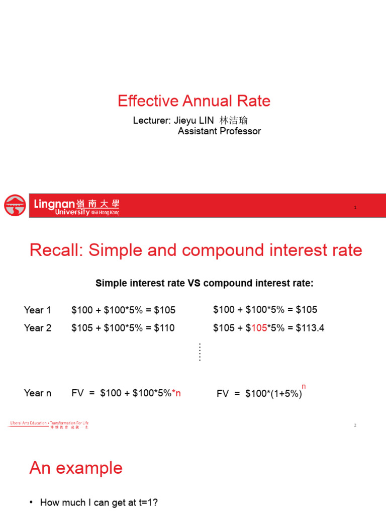 2.1 Effective Annual Rate | PDF | Annual Percentage Rate | Interest