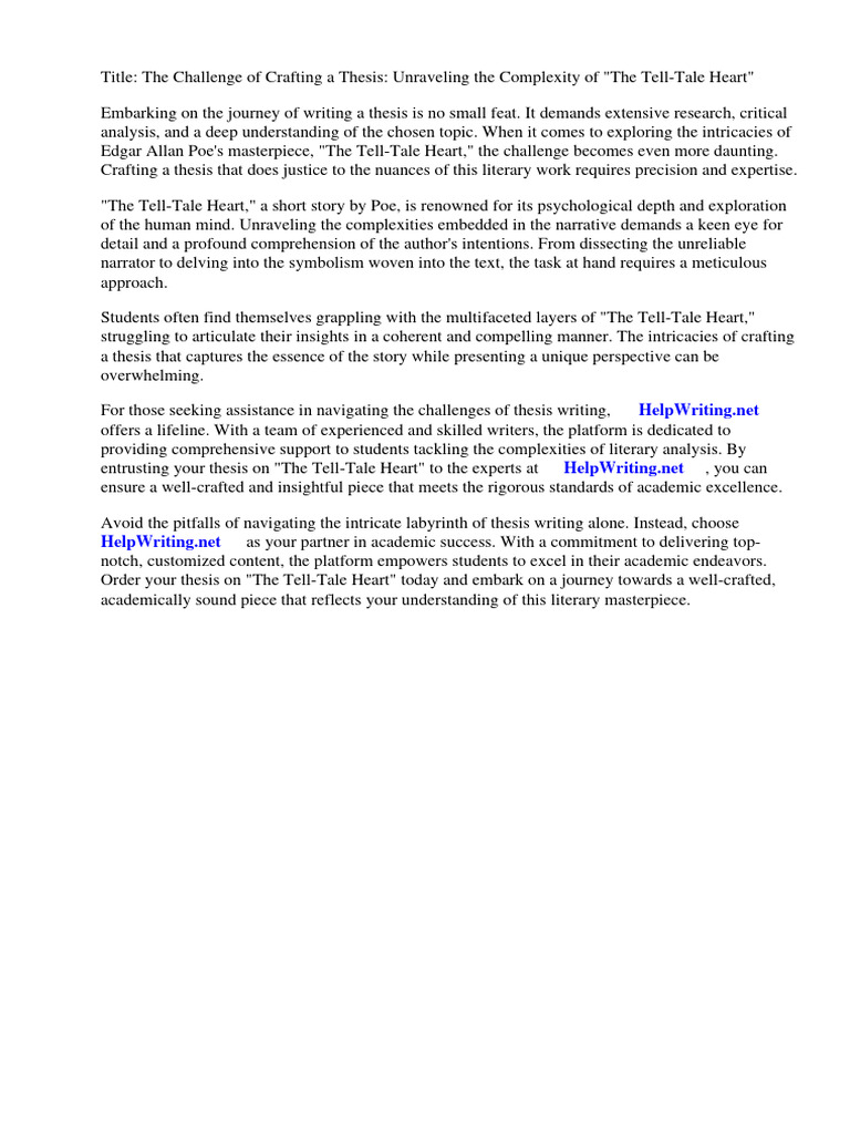 Thesis Writing on "The Tell-Tale Heart" | PDF