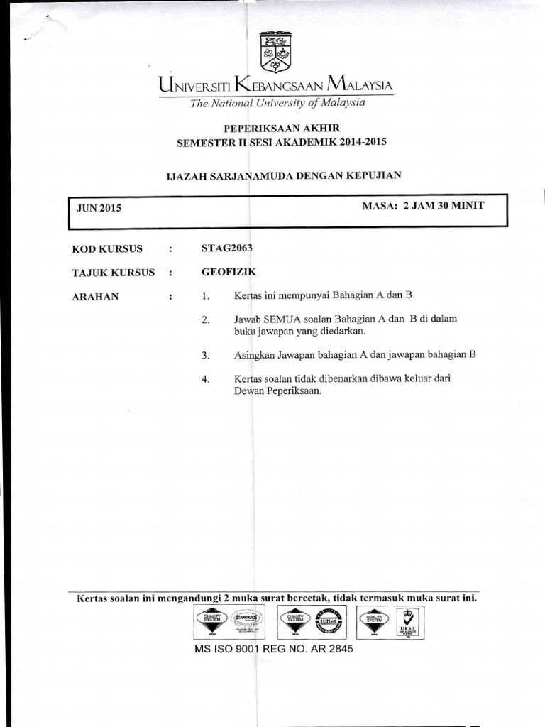 Geophysics UKM Past Year Paper7 | PDF
