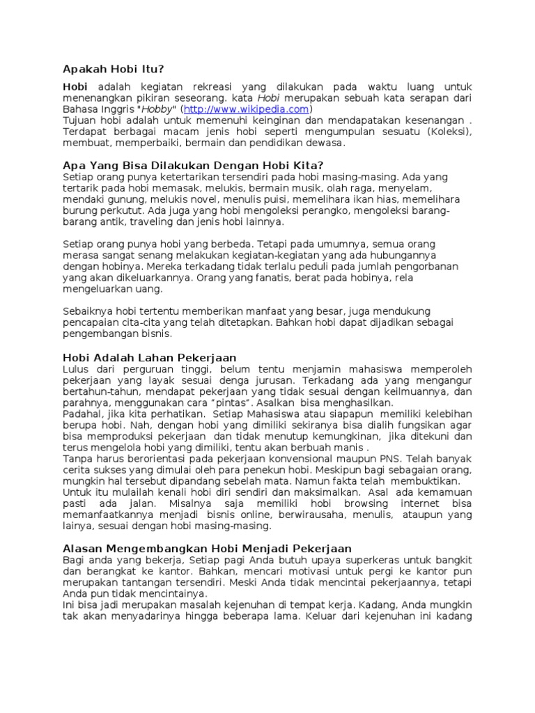 Mengelola Hobi | PDF